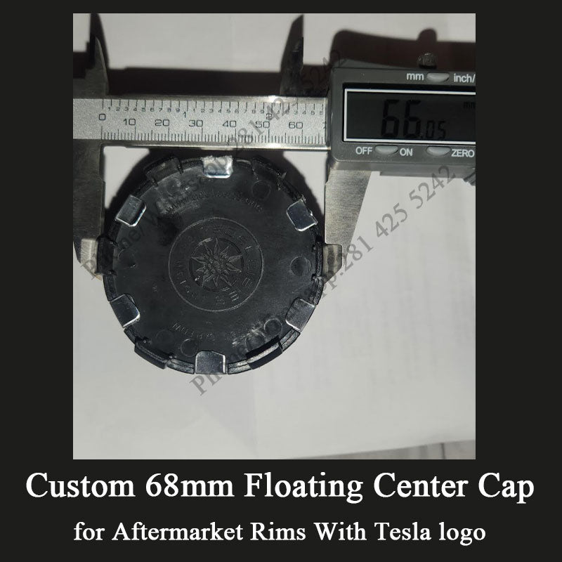 Custom 68mm Floating Center Cap for Aftermarket Rims With Tesla logo ...