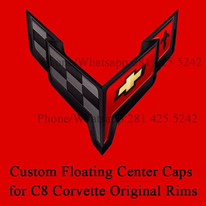 Custom Floating Center Caps for C8 Corvette Original Rims (4Pcs) | Free ...