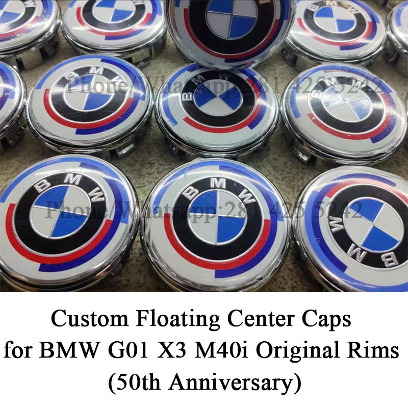 Custom Floating Center Caps for BMW G01 X3 M40i Original Rims (50th ...